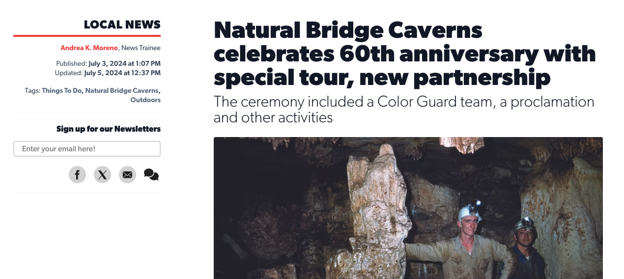 Natural Bridge Caverns | Celebrates 60th Anniversary With Tour And ...